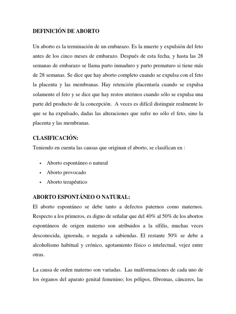 Tipos y Definición de Aborto | PDF
