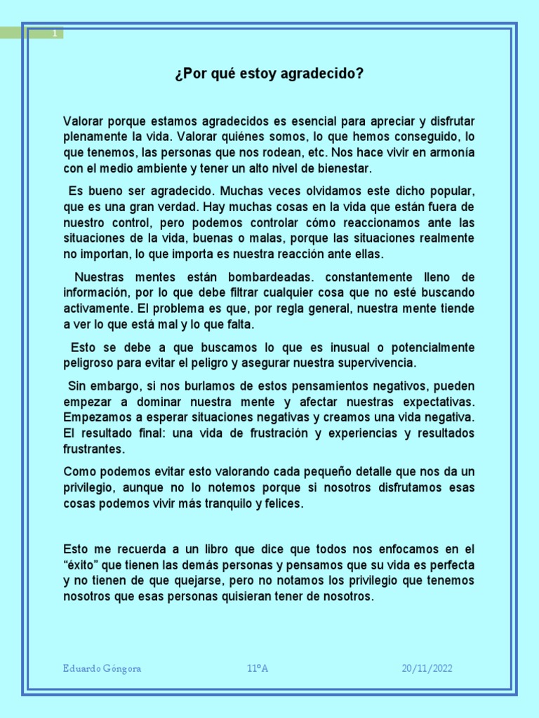 Por Qué Estoy Agradecido | PDF | Vida