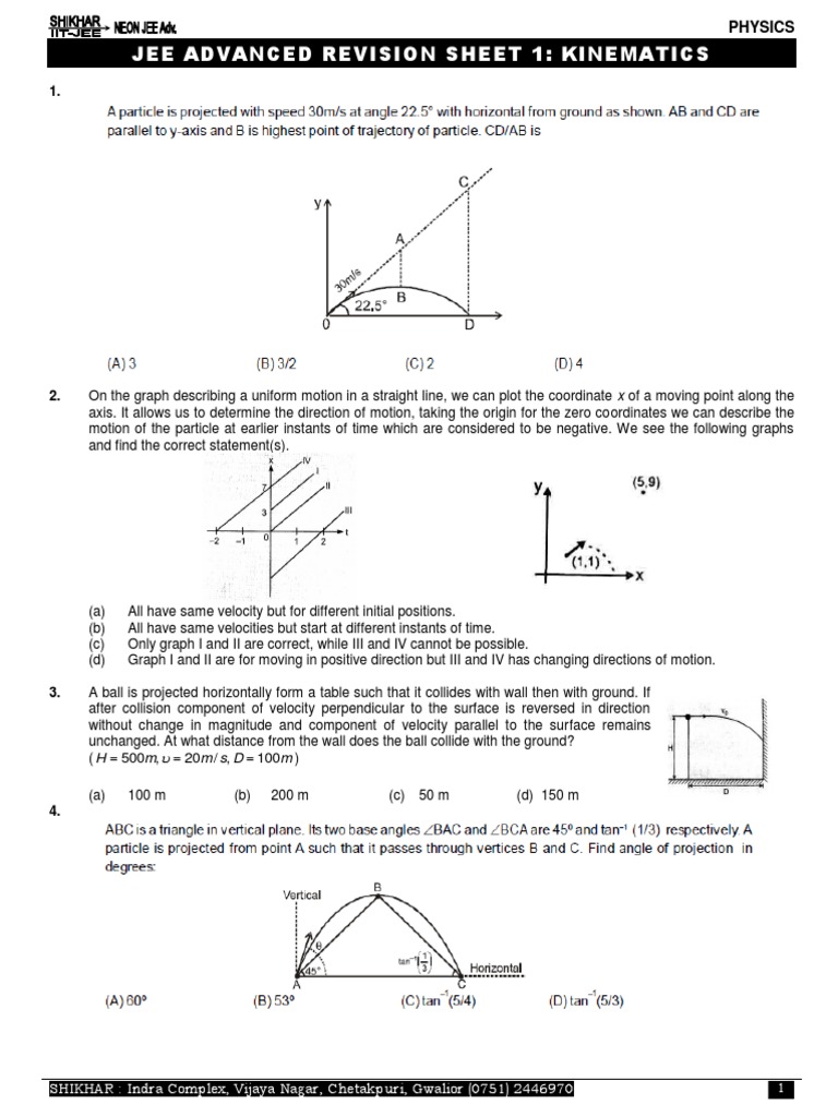 JEE Advanced Kinematics Guide | PDF | Kinematics | Speed