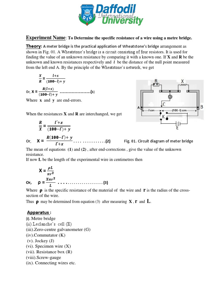 Meter Bridge Experiment for Resistance | PDF | Electrical Resistance ...