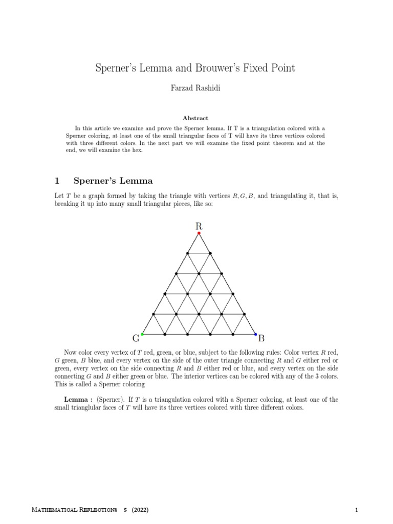 Sperners Lemma and Brouwers Fixed Point | PDF