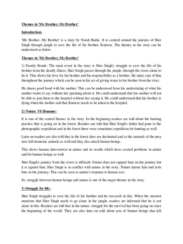 'My Brother, My Brother' Question Answer | PDF | Plot (Narrative)