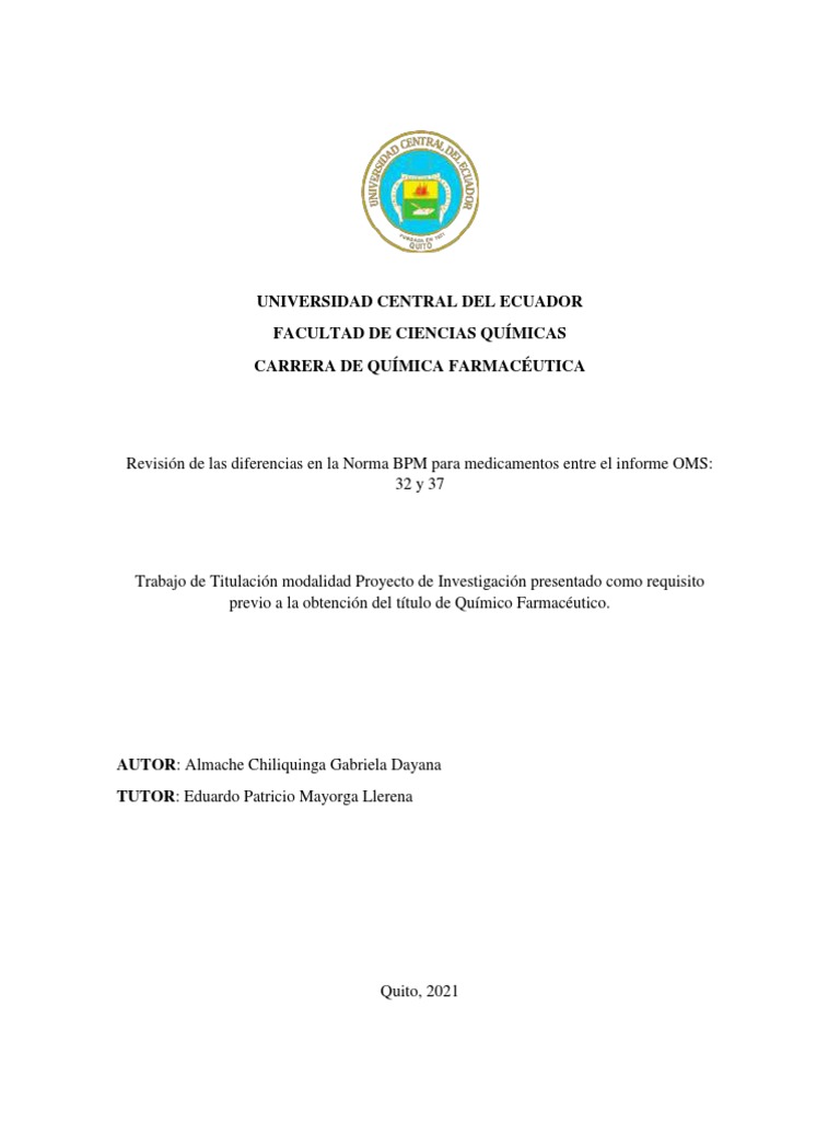 Diferencias en Normas BPM OMS 32 y 37 | PDF | Farmacia | Calidad ...