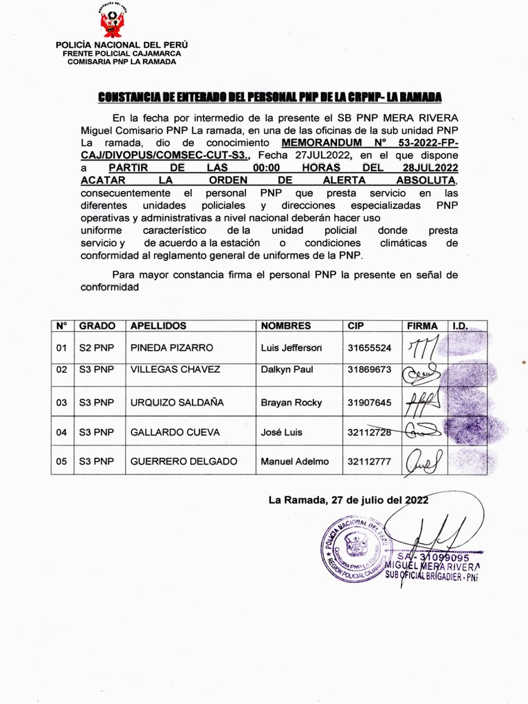 Constancia de Enterado Alerta Absoluta | PDF