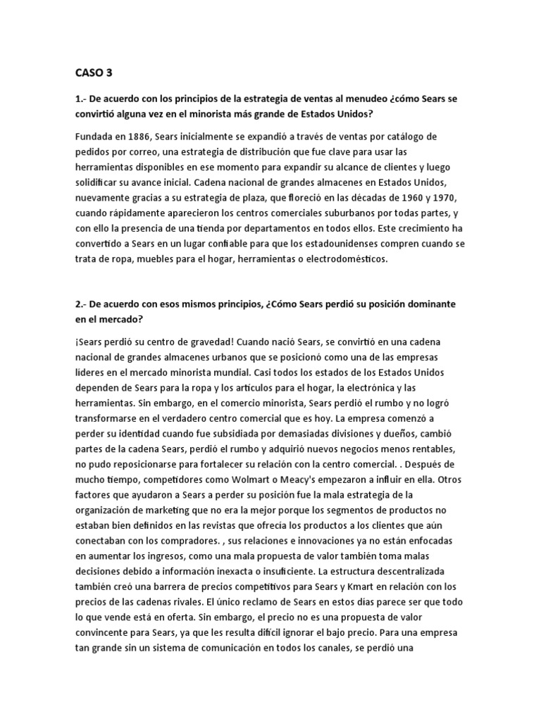 Caso 3 | PDF | Marketing | Al por menor