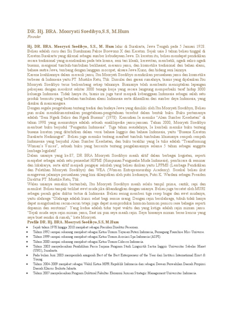 DR. Hj. BRA. Mooryati Soedibyo, S.S, M.Hum | PDF