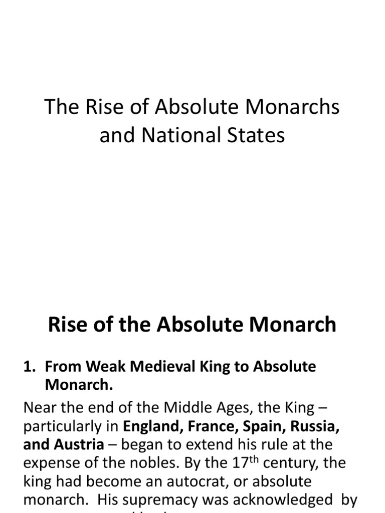 The Rise of Absolute Monarchs and National States | PDF | France ...