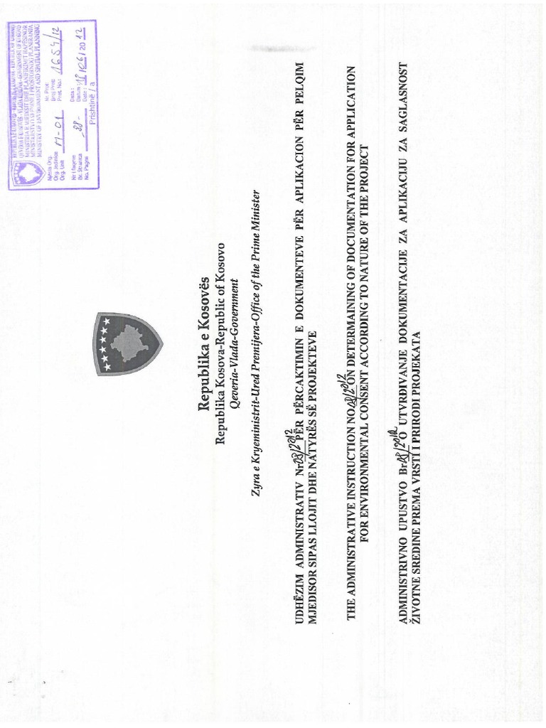 Udhëzimi Administrativ Nr. 08 2012 Për Përcaktimin e Dokumenteve Për ...