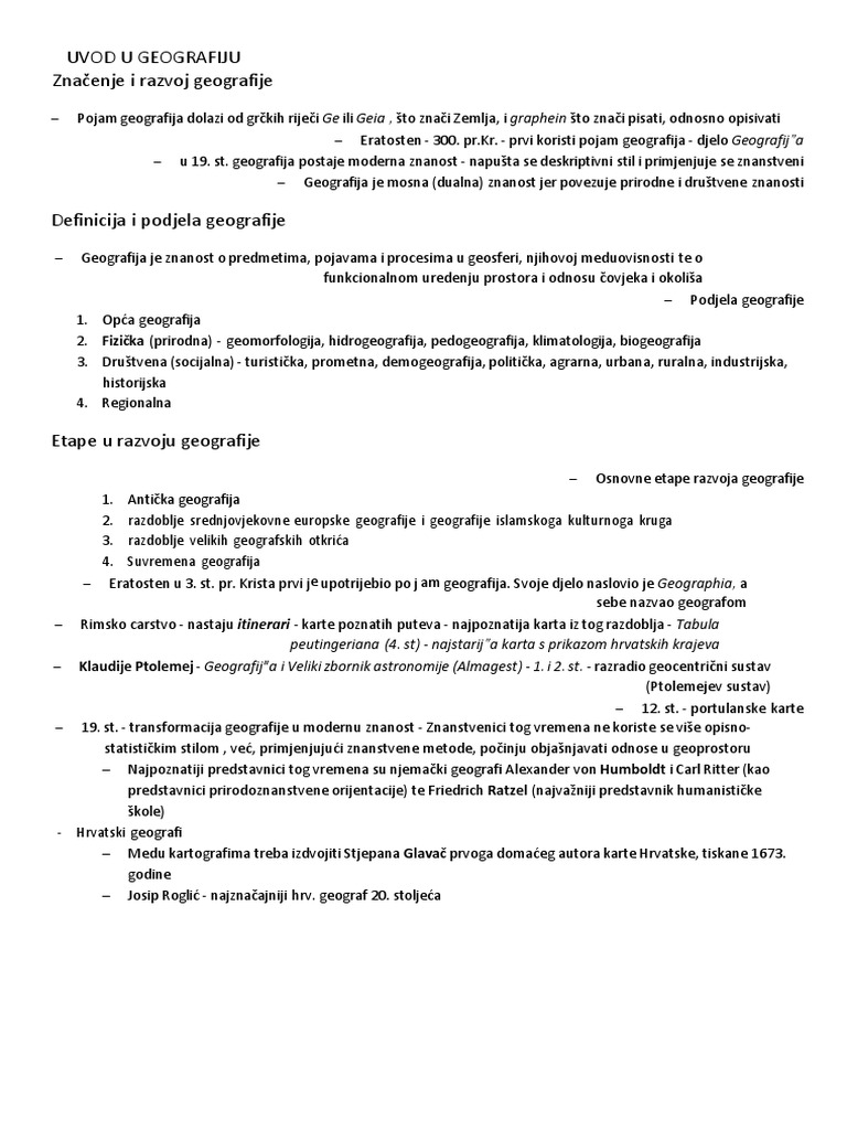 Uvod U Geografiju - Skripta | PDF