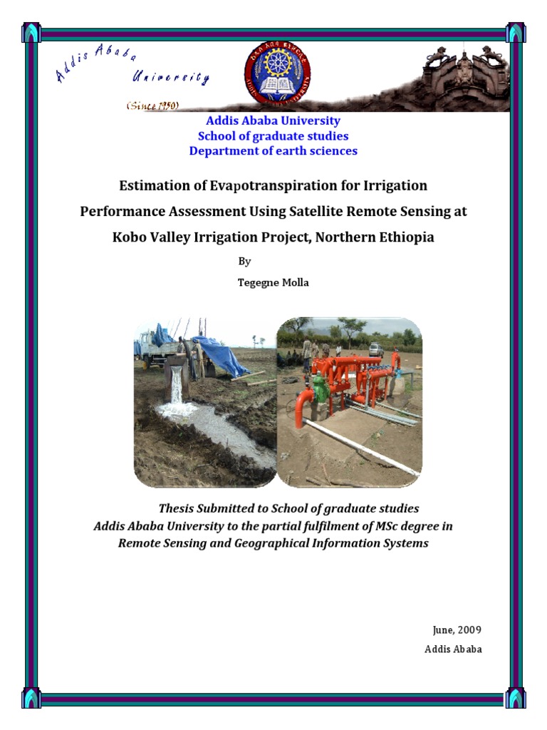 Estimation Of Evapotranspiration For Irrigation Performance Assessment Using Satellite Remote