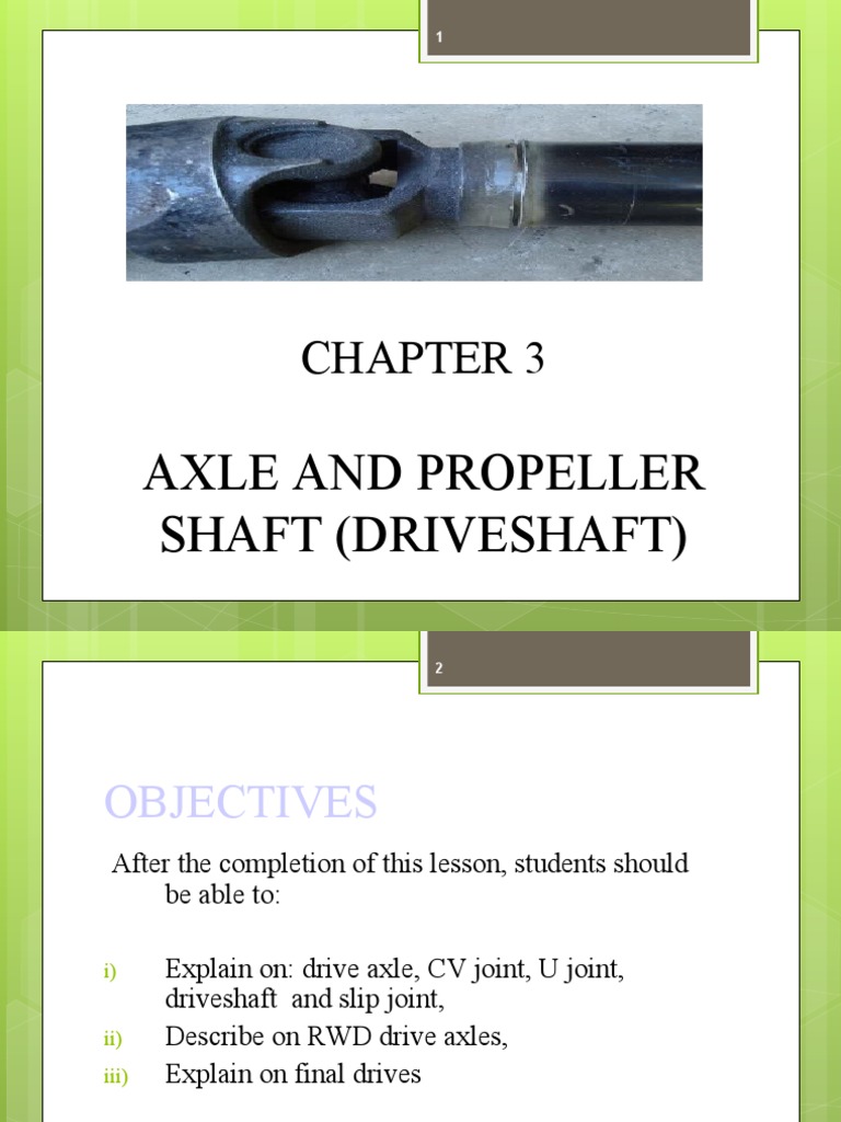 Chapter 3 (D) (II) Axle Propeller Shaft | PDF