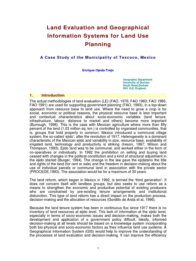 Land Evaluation and Geographical Information Systems For Land Use Planning | PDF | Geographic ...