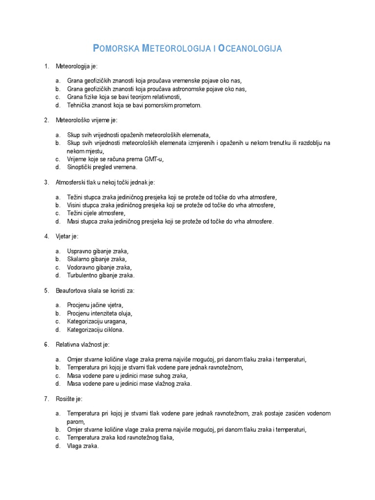 9 Pomorska Meteorologija I Oceanologija | PDF