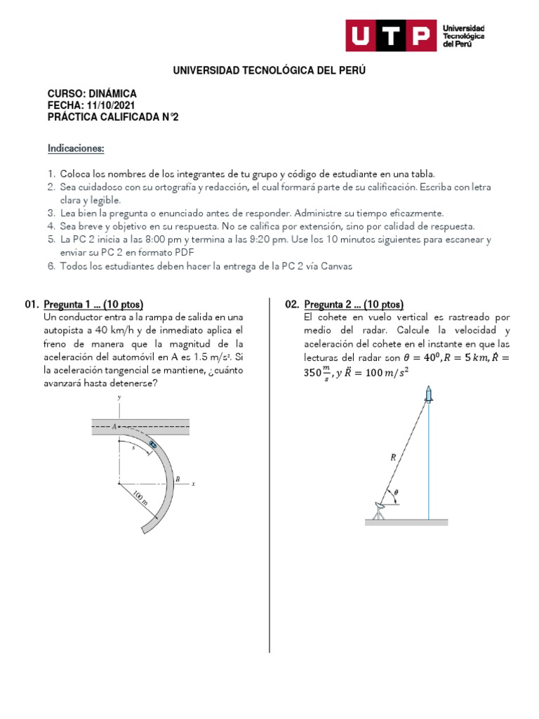 PC2 - Dinámica - 12804 | PDF