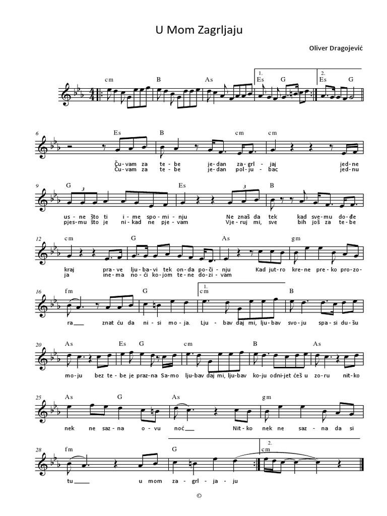 Oliver Dragojevic - U Mom Zagrljaju | PDF