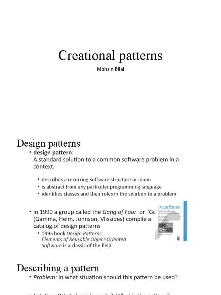 8 Creational Design Pattern Pdf Class Computer Programming Object Computer Science