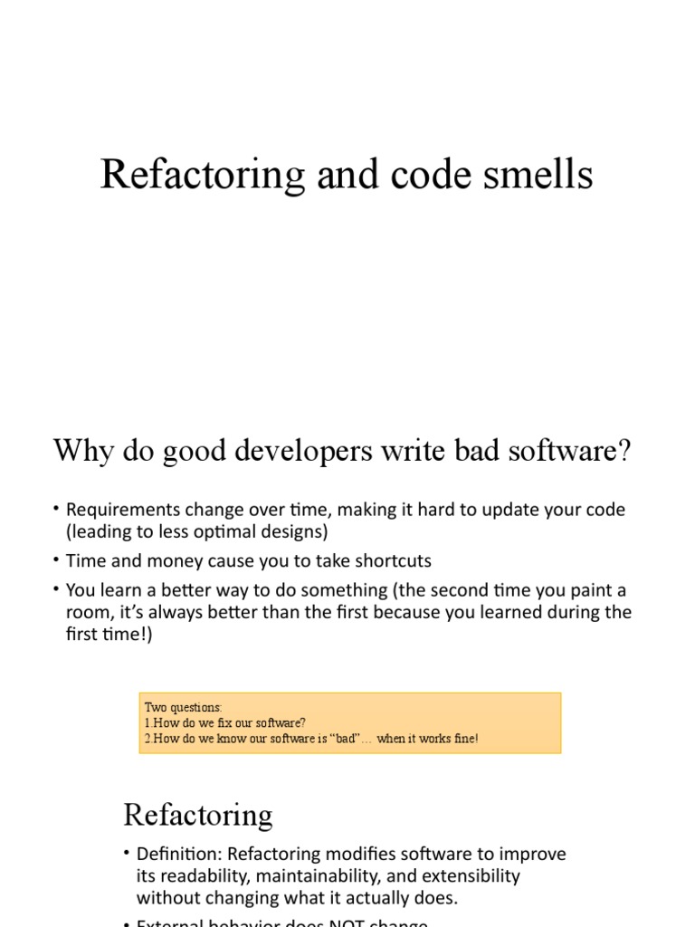 Week 3 4 Refactoring Pdf Class Computer Programming Method Computer Programming