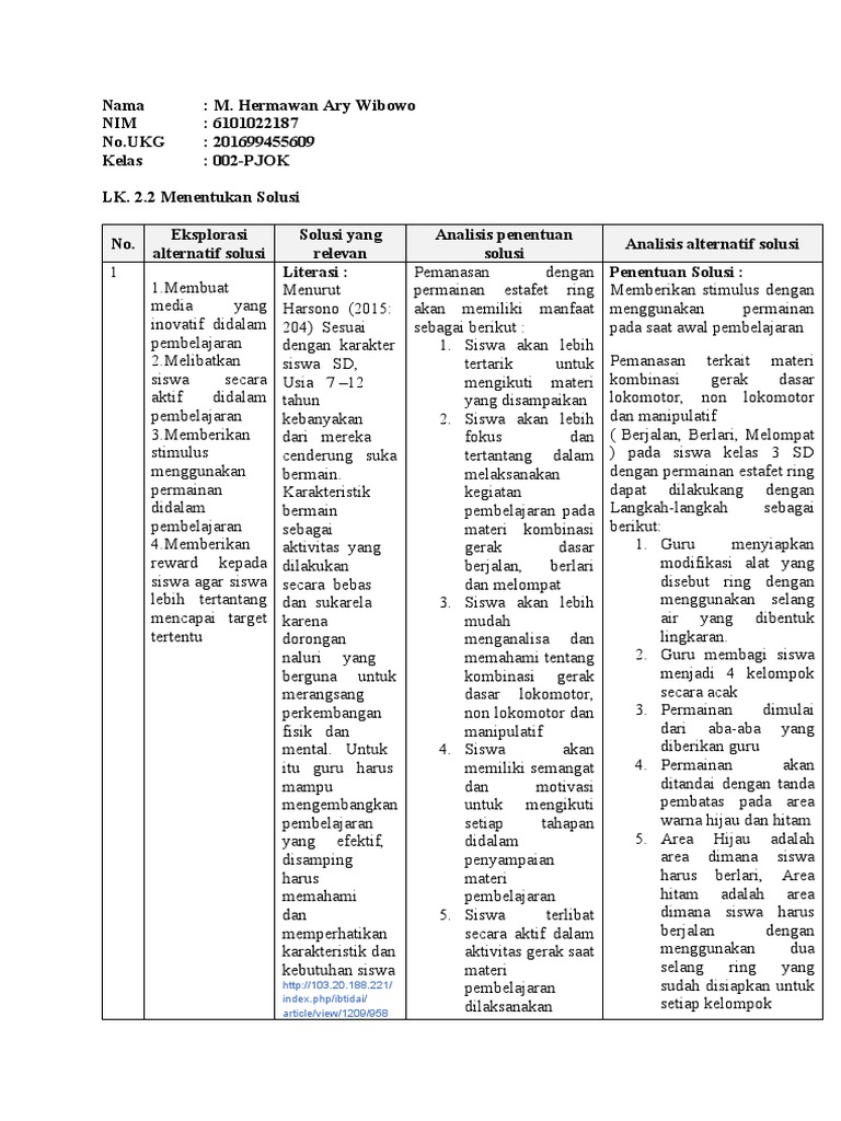 ARY LK. 2.2 Menentukan Solusi | PDF