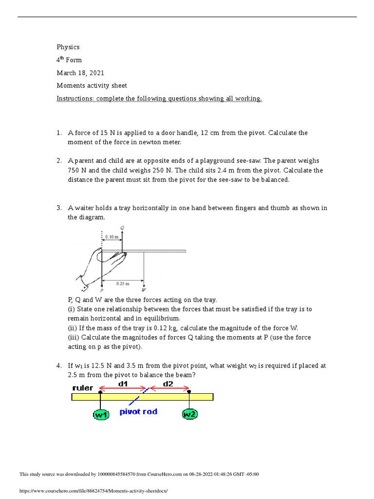 Moments Activity Sheet | PDF