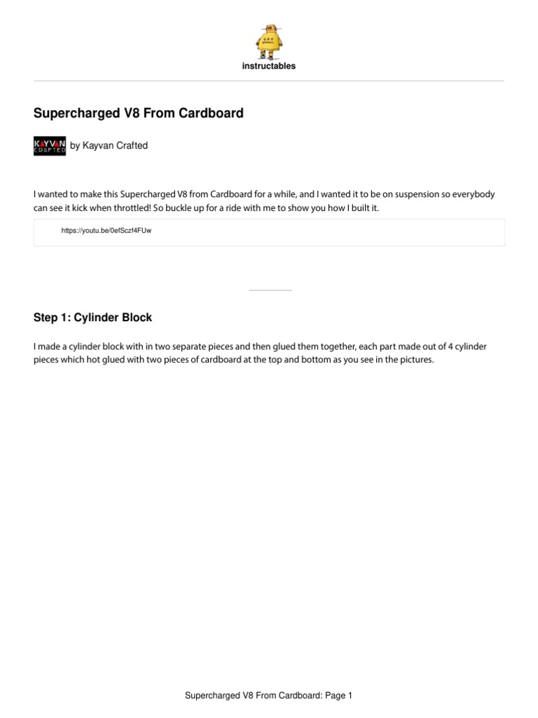 Supercharged V8 From Cardboard | PDF | Piston | Throttle