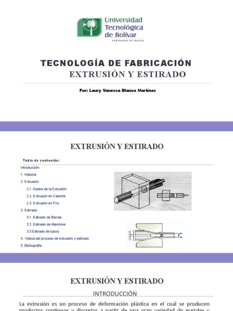 Presentación Extrusión y Estirado | Descargar gratis PDF | Extrusión | Aluminio