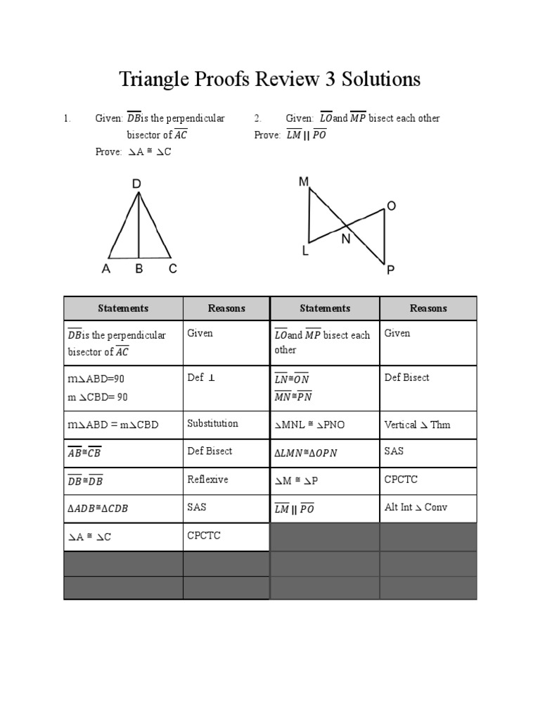 Triangle Proofs Review 3 Solutions 3 | PDF | Classical Geometry | Geometric Shapes