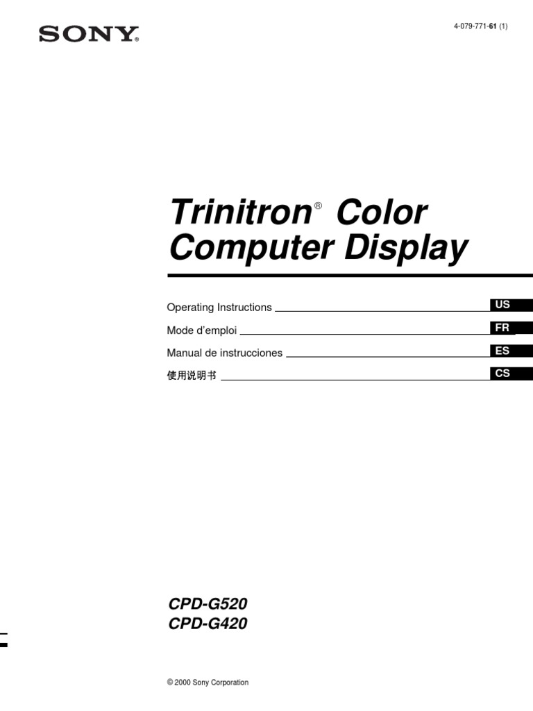 Sony Trinitron CPD G420 W0002510M | PDF | Usb | Menu (Computing)