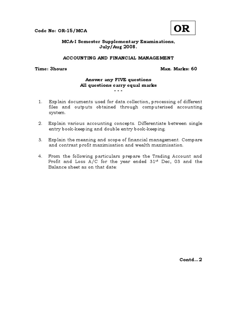 15-Mca-Or-Accounting and Financial Management | PDF | Bad Debt | Debits ...