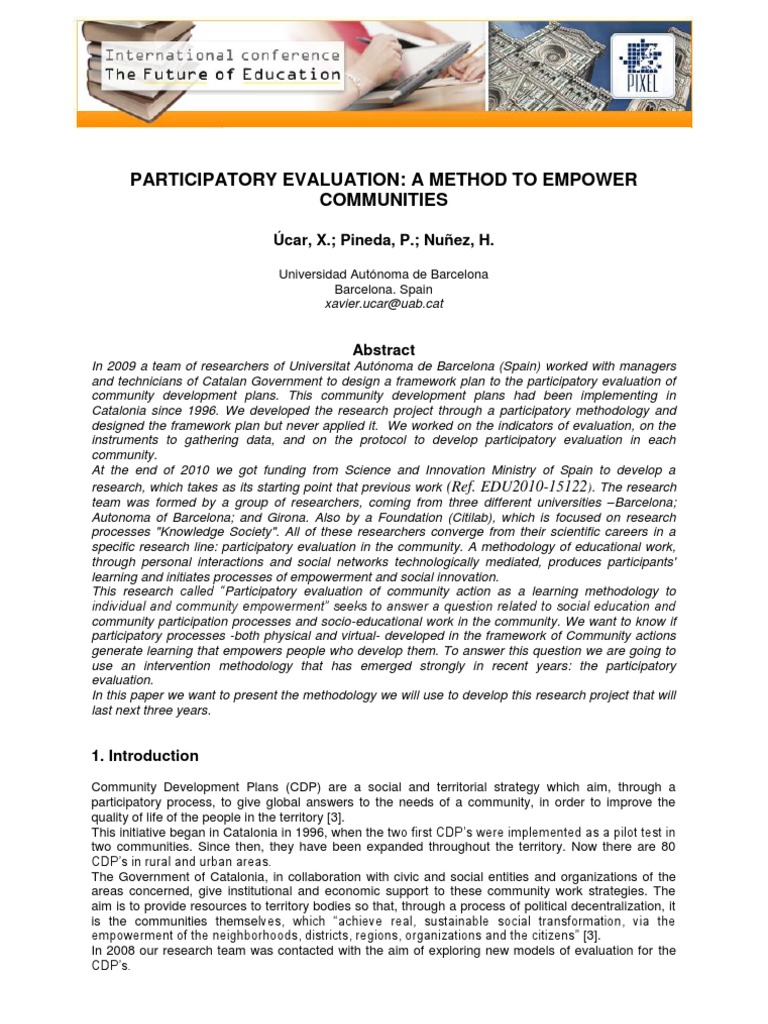Participatory Evaluation | PDF | Empowerment | Evaluation