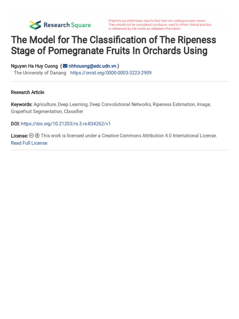 The Model For The Classification of The Ripeness S | PDF | Deep ...