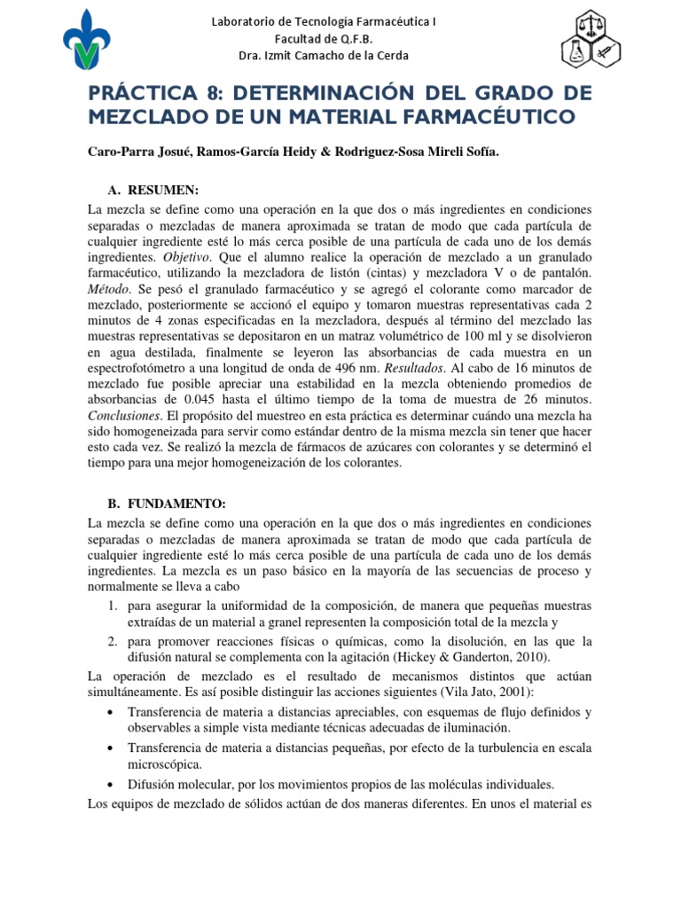 Práctica 8: Determinación Del Grado de Mezclado de Un Material ...