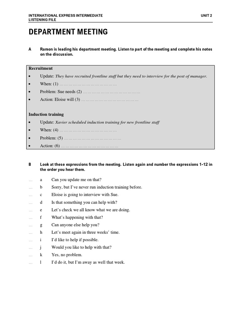 Department Meeting Notes Summary | PDF