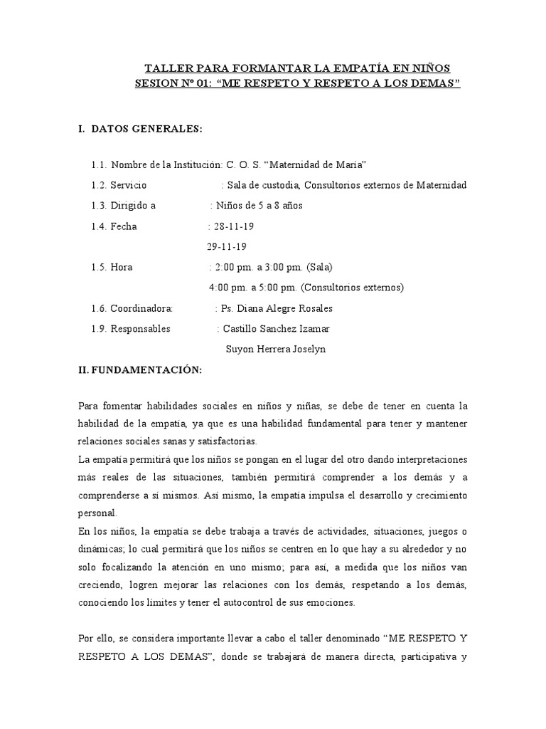 Taller Empatía Pdf