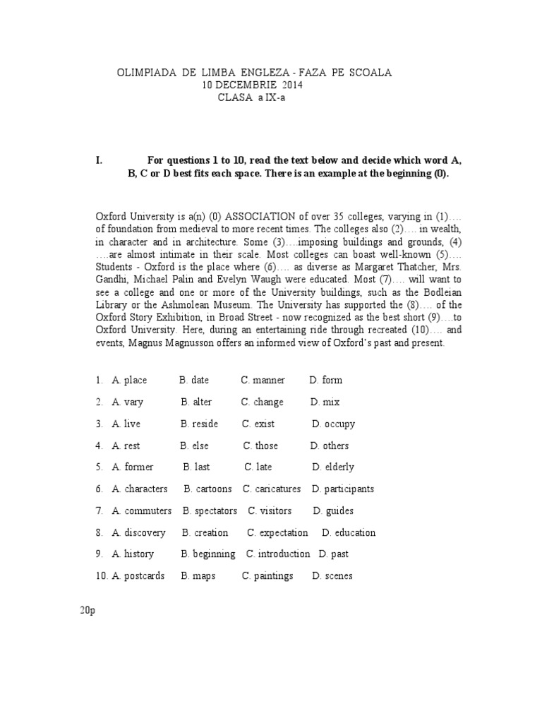 Subiecte Olimpiada Cls 9 | PDF