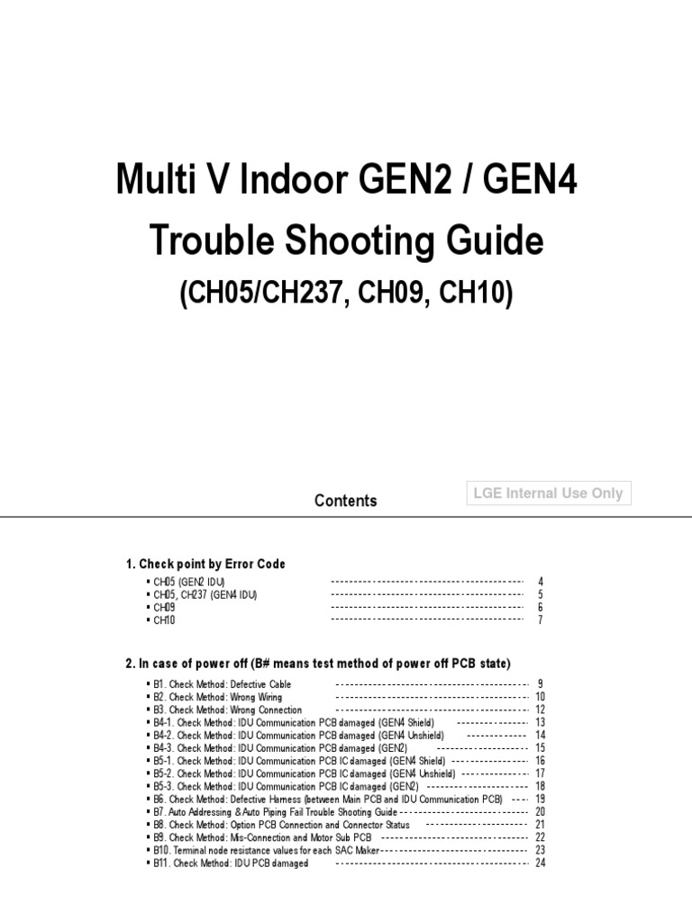 Troubleshoot Multi V Indoor Units with CH05, CH237, CH09 and CH10 Error ...