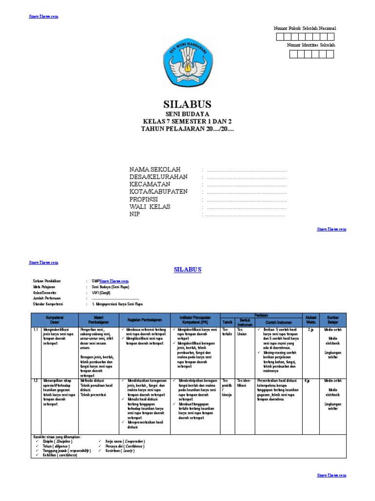 Silabus Seni Budaya Kelas 7 | PDF
