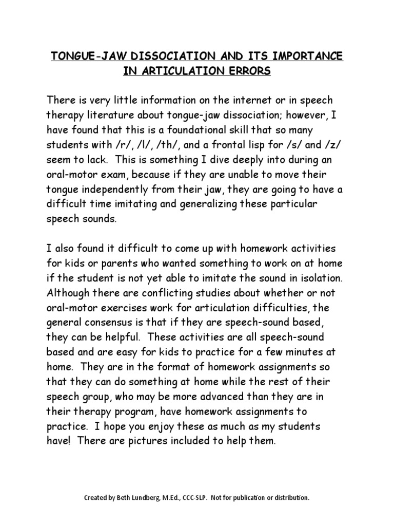 Tongue-Jaw Dissociation Exercises | PDF | Homework