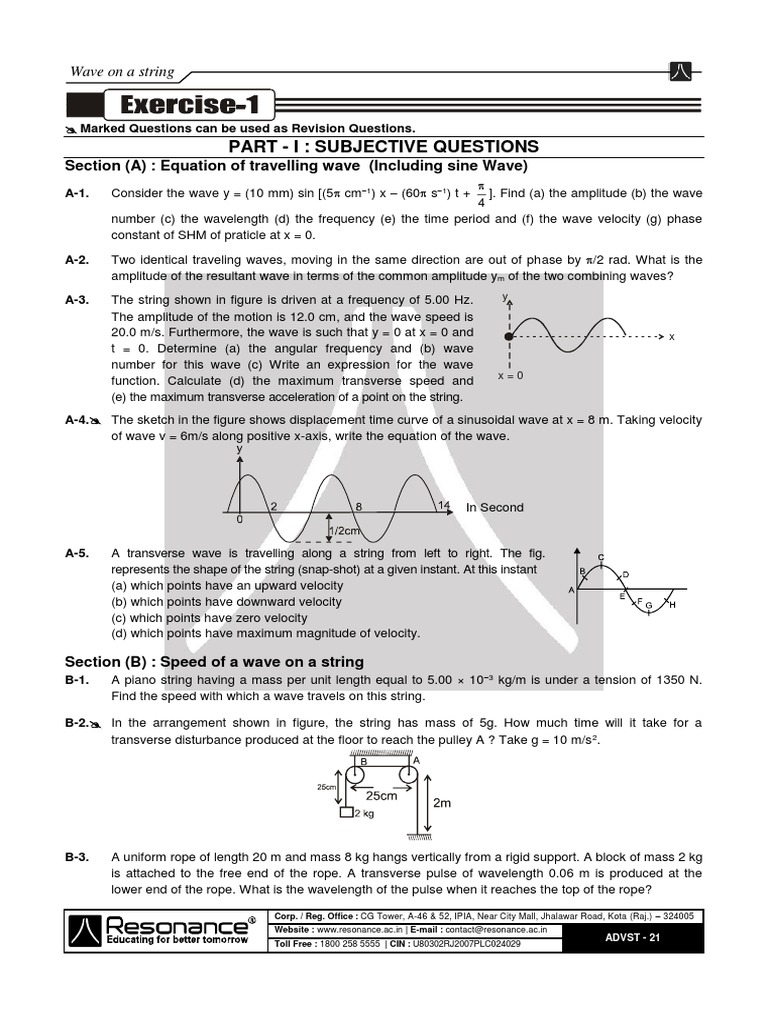 Exercise - 1 To 3 Wave On A String | PDF | Waves | Wavelength