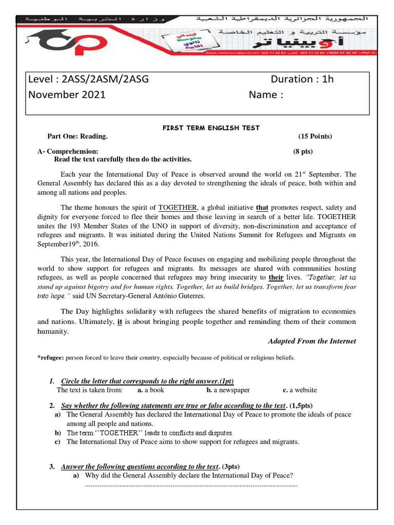 DZ Exams Sujets (2as) . | PDF | Arts du langage et discipline