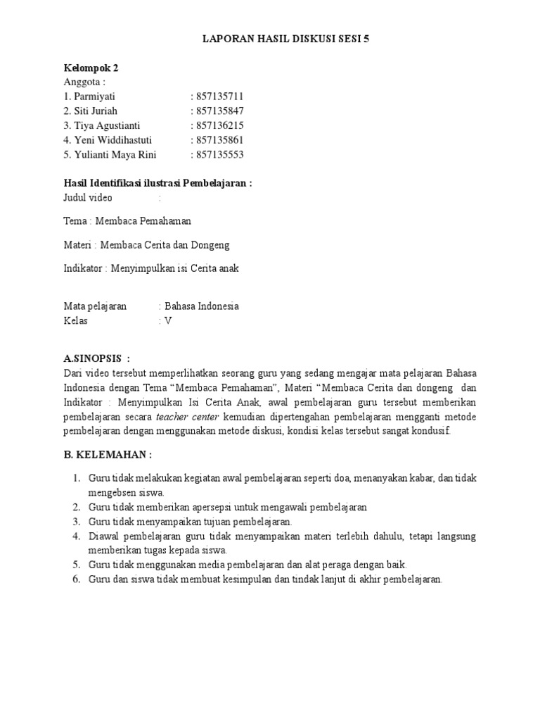 Laporan Hasil Diskusi Sesi 5 | PDF