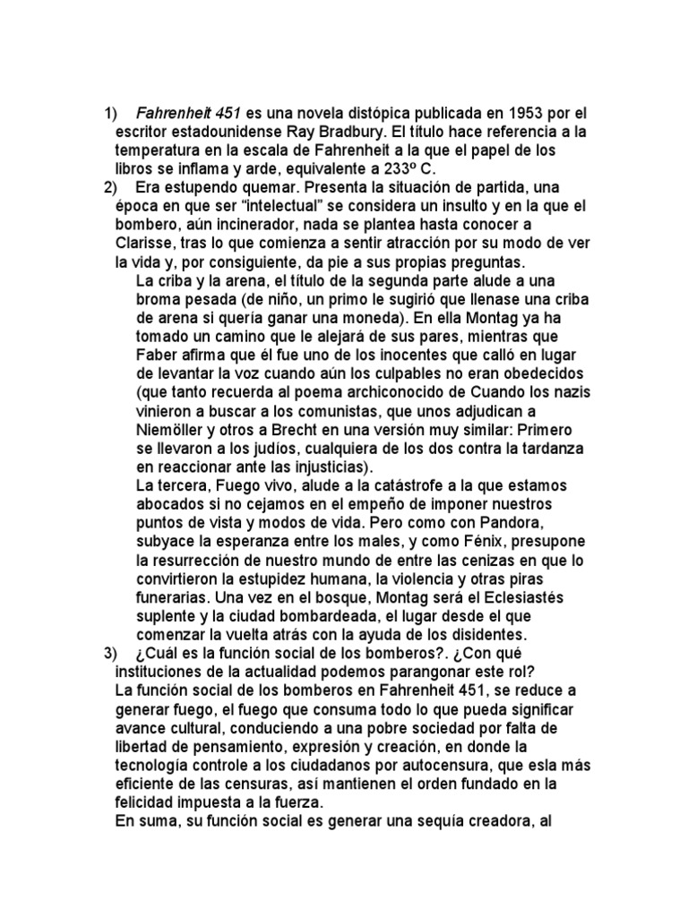 Análisis de Fahrenheit 451 | PDF