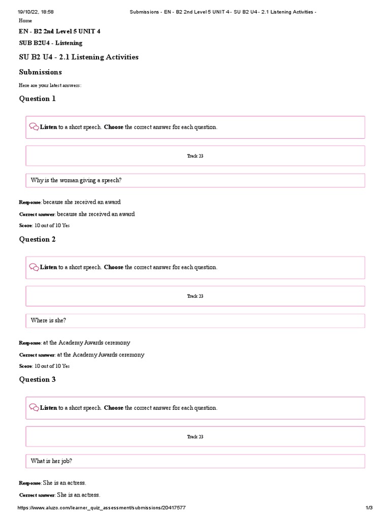 Submissions - EN - B2 2nd Level 5 UNIT 4 - SU B2 U4 - 2.1 Listening Activities | PDF