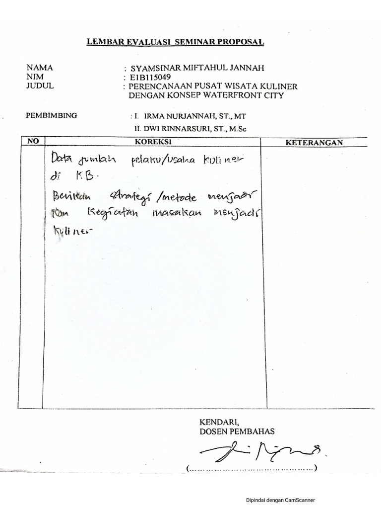 Lembar Evaluasi Seminar Proposal Pdf