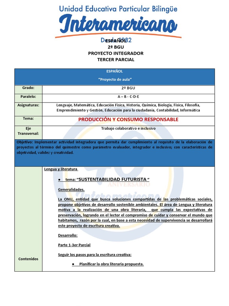 Proyecto Integrador 2Q 2bgu 2022. | PDF | Desarrollo sostenible | Iniciativa empresarial