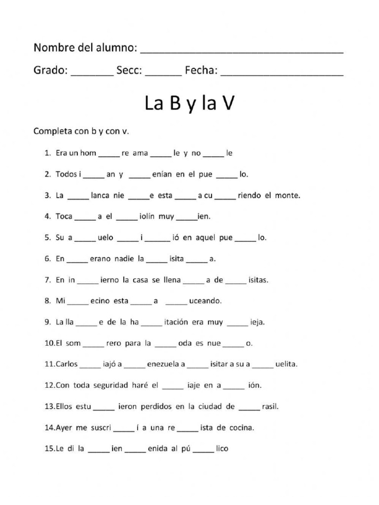 Uso de La B y V | PDF