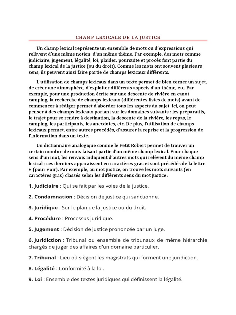 Champ lexicaLE DE LA JUSTICE | PDF | Magistrat | Justice