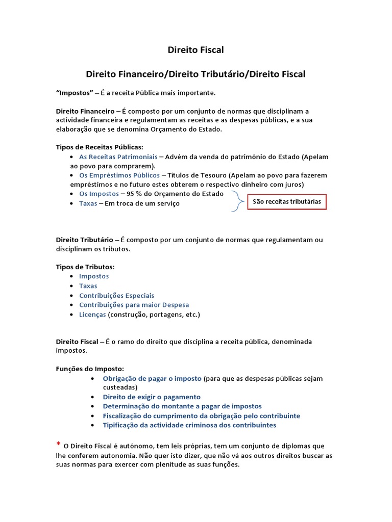 Entendendo o Direito Fiscal e Tributário | PDF