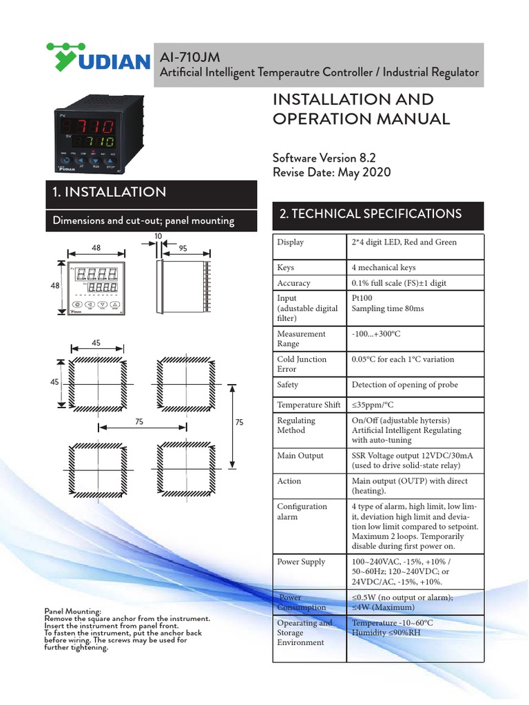 YUDIAN Black Body Controller Manual AI-710J 200610a | PDF