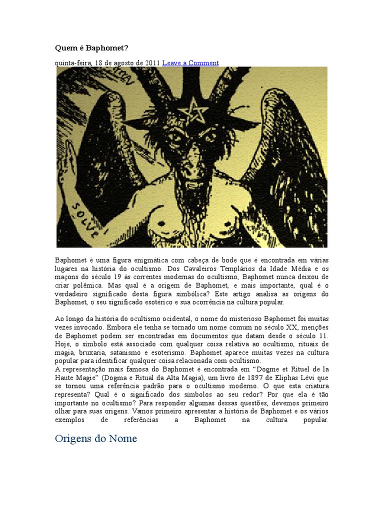A Origem e Significado de Baphomet | PDF