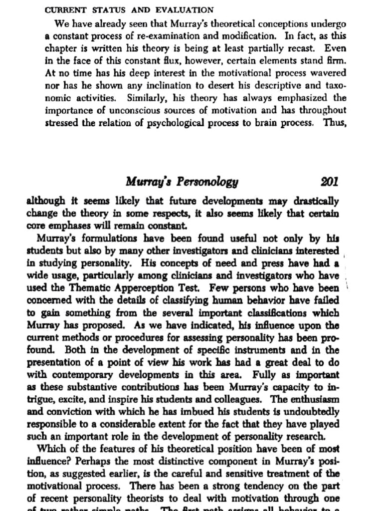 Henry Murray | PDF | Theory | Psychology